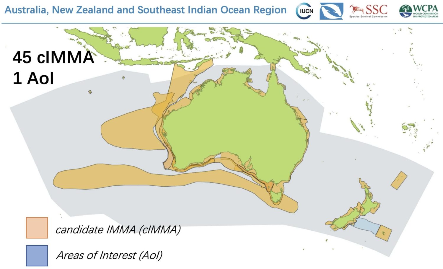 Forty five candidate IMMAs identified around Australia and New Zealand